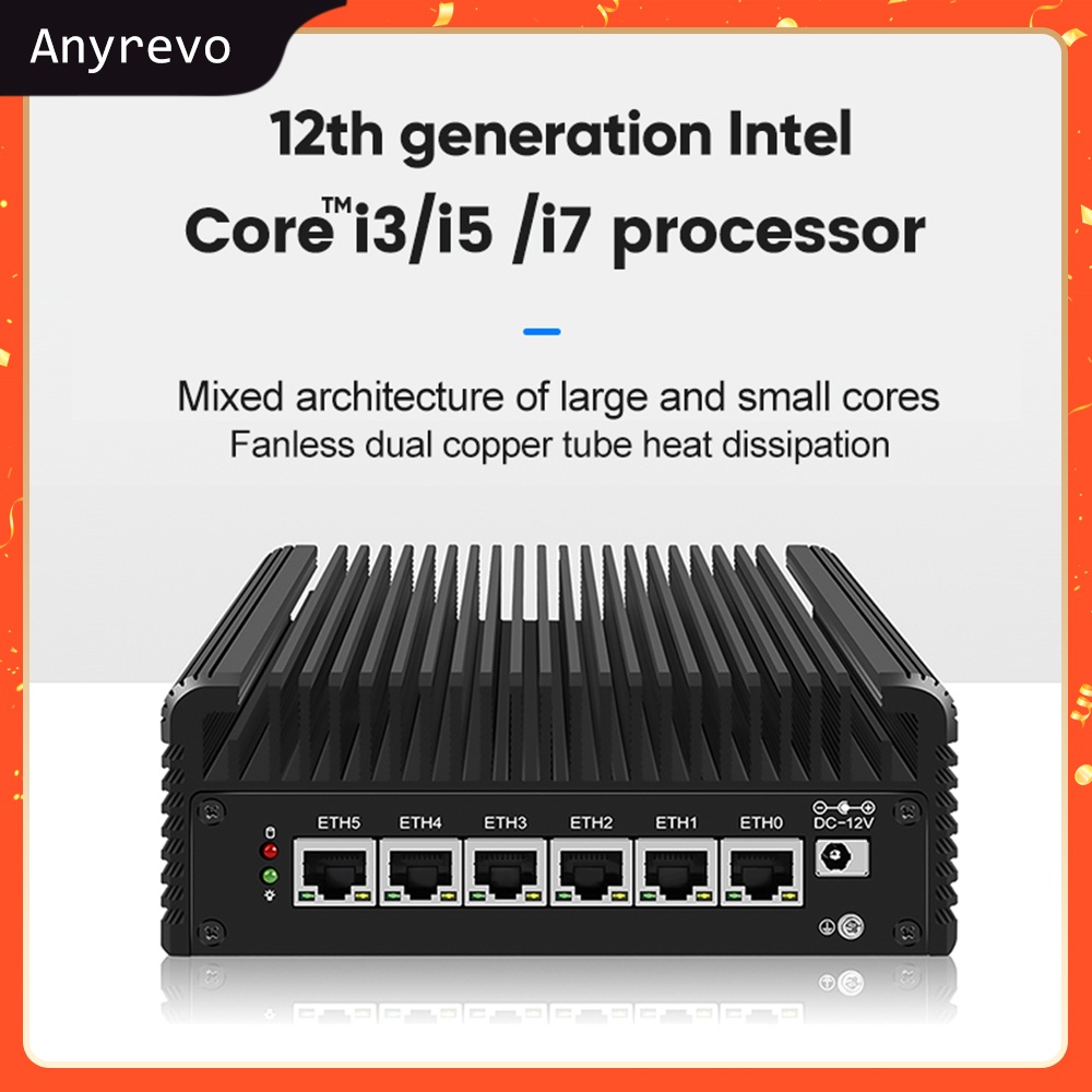 2023 ใหม่ 12th Gen Alder Lake 2.5G Soft Firewall Router Intel i7 1265U i5 1235U 6x Intel i226-V ...
