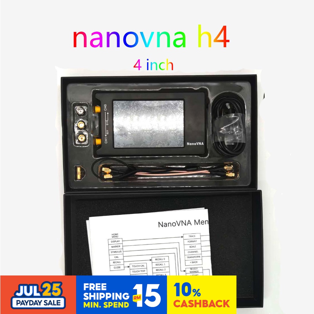 Nanovna-h4 เครื่องวิเคราะห์เครือข่ายเวกเตอร์ เสาอากาศคลื่นสั้น MF HF VHF UHF Talent 4 นิ้ว ...