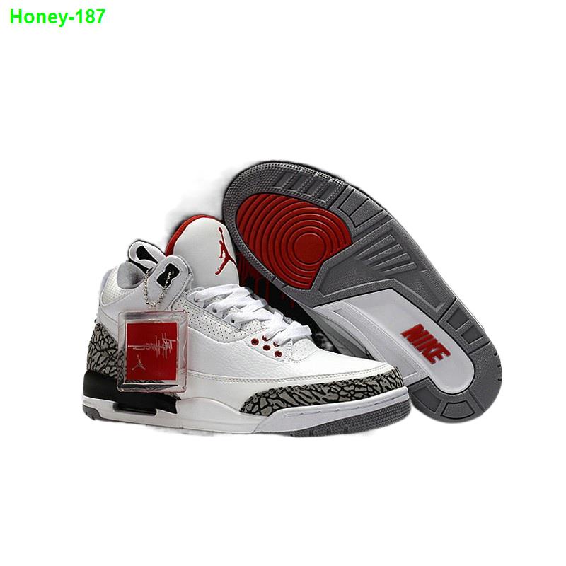 พร้อมส่ง 2018 Air Jordans 3 (III) Retro JTH NRG AJ3 รองเท้าบาสเก็ตบอล สีขาว สีเทา สีแดง | Shopee ...