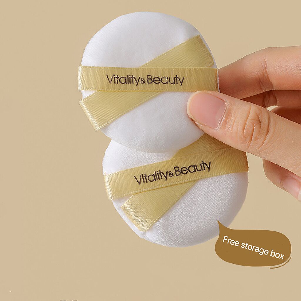 Portable round powder puff soft flocked dry powder puff beauty tool ...