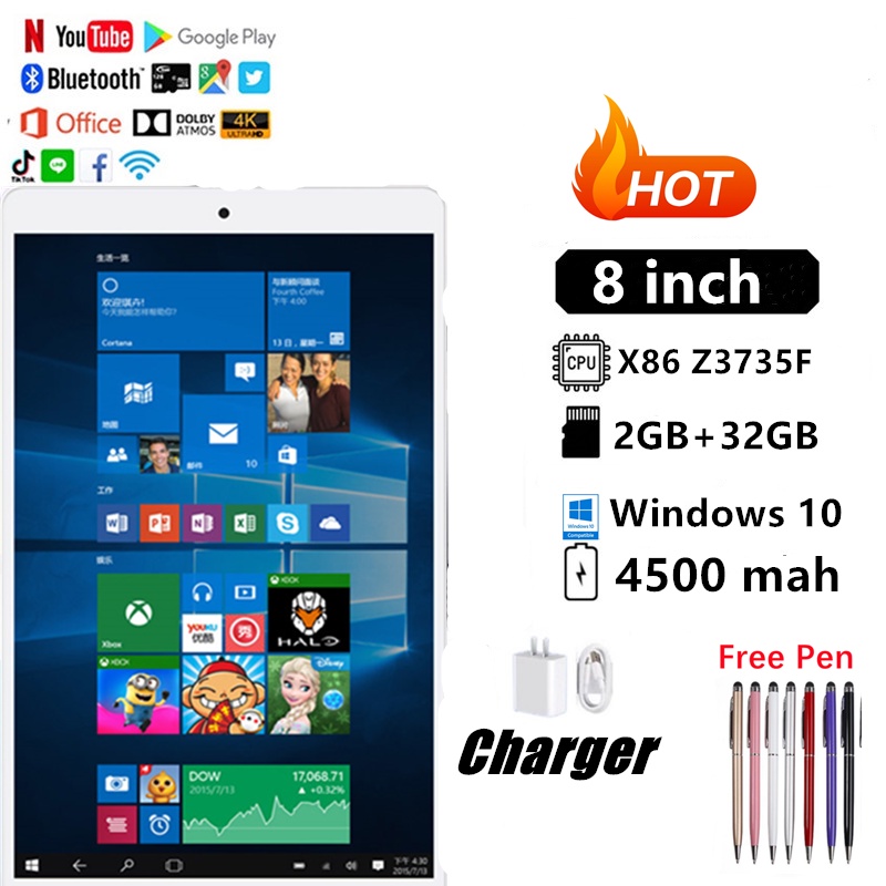 【ขายดี】มาใหม่ แท็บเล็ต Windows 10 ระบบ 8 นิ้ว 2G+32G พร้อมบลูทูธ WIFI 95% Quad Core | Shopee ...
