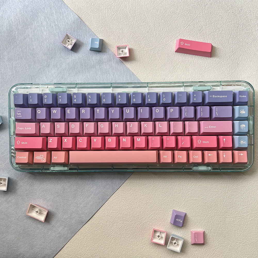 Sunset keycaps cherry profile Five Side DYE SUB PBT gradient keycap set ...
