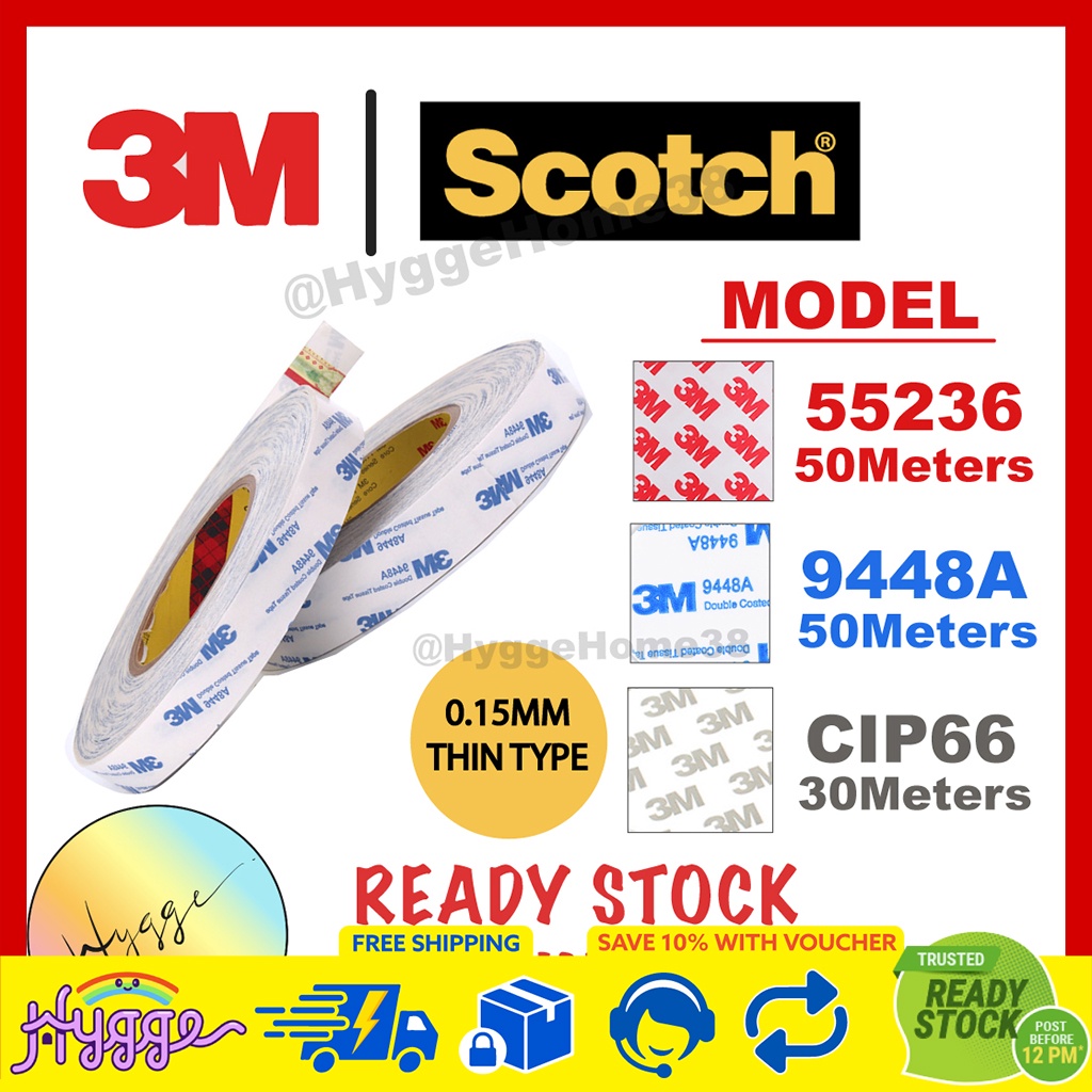 3m Thin Double Sided Tissue Tape 9448A/ 55236 Nonทอผ้า/ CIP66 PU ...