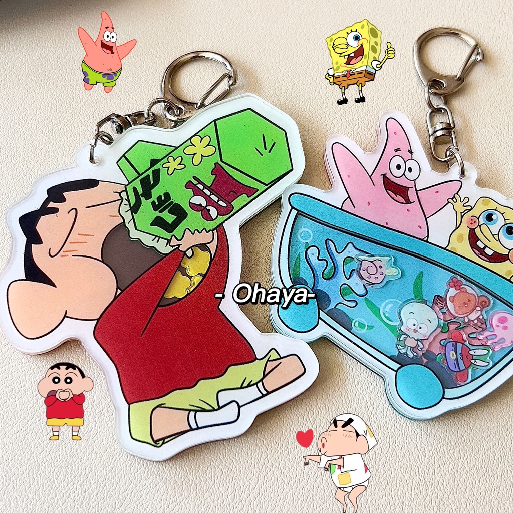 Oya F300 Crayon Shin-Chan SpongeBob SquarePants พวงกุญแจสั่นกระเป๋า ...