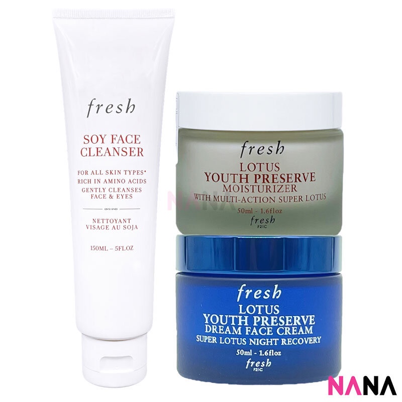 Fresh Lotus Day & Night Skincare Set: Soy Face Cleanser + Lotus Youth ...