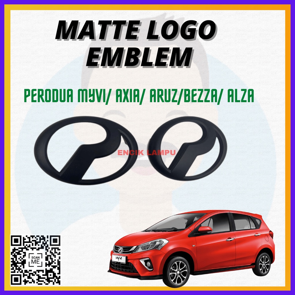 Perodua MYVI AXIA ARUZ EMBLEM BLACK MATTE LOGO ORAMENT FRONT DEPAN 100% ...