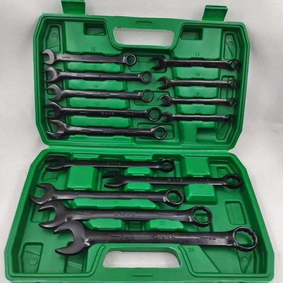 Q 8-24MMDual-Purpose ประแจ14Set เปิด Plum Blossom Solid/Offset แหวนชุดประแจชุด Auto Repair ...