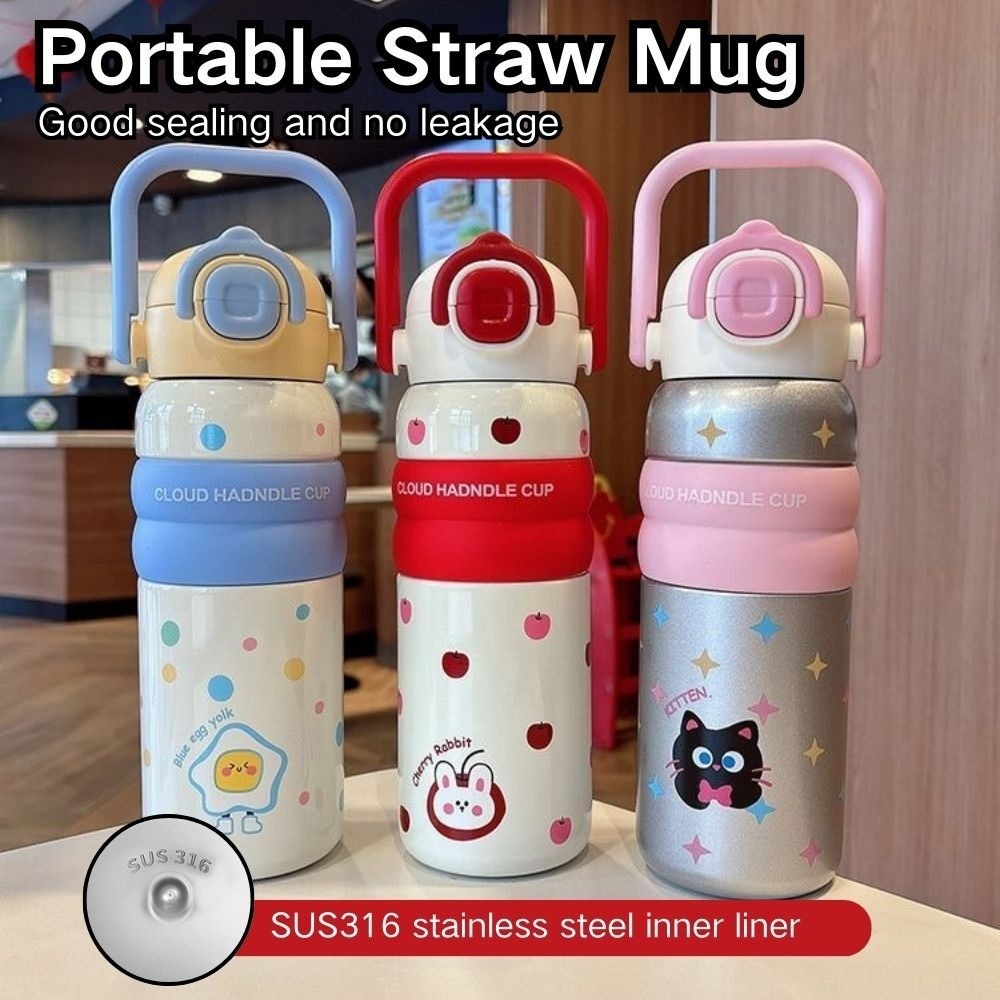 ฟาง Botol Tahan Panas น่ารัก Dengan การ์ตูน 600Ml/500Ml Sejuk สแตนเลส ...