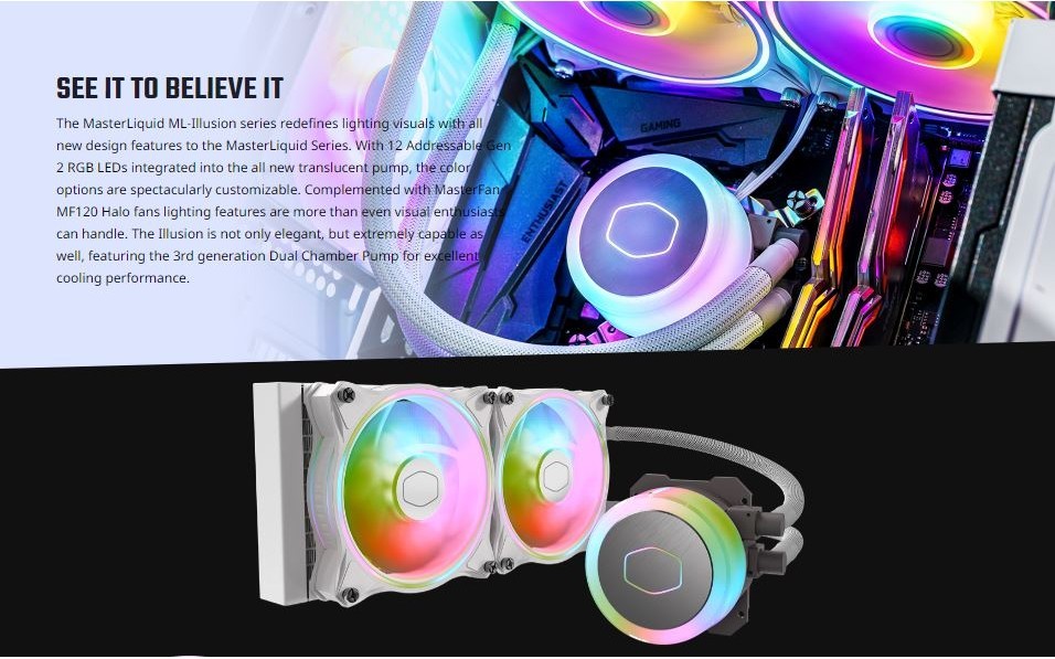 Cooler Master MasterLiquid ML240,ML360 Illusion ARGB CPU Liquid Cooler ...
