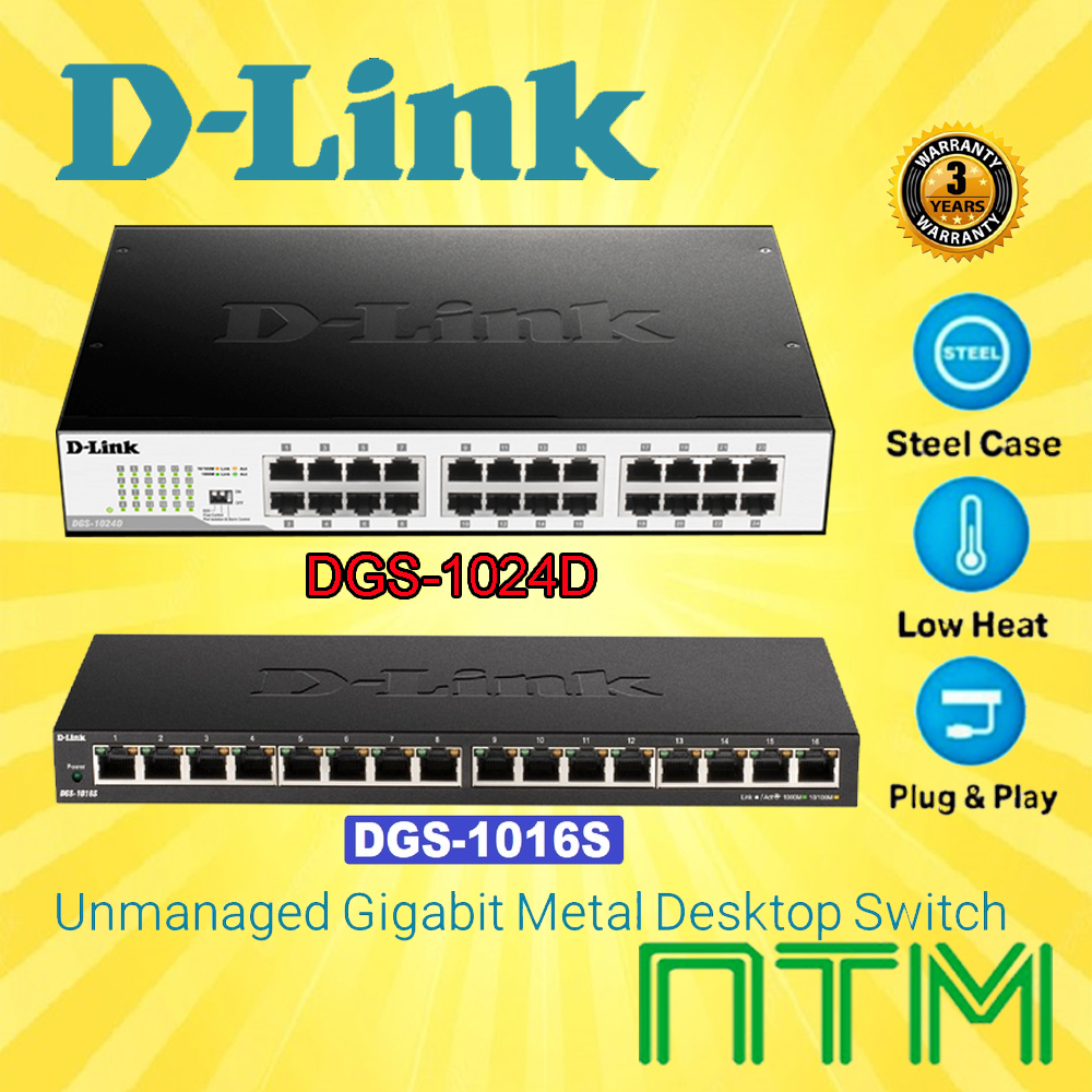 D-link DGS (1016S /1024D ) 16/ 24 -Port Gigabit Desktop Switch NTM ...