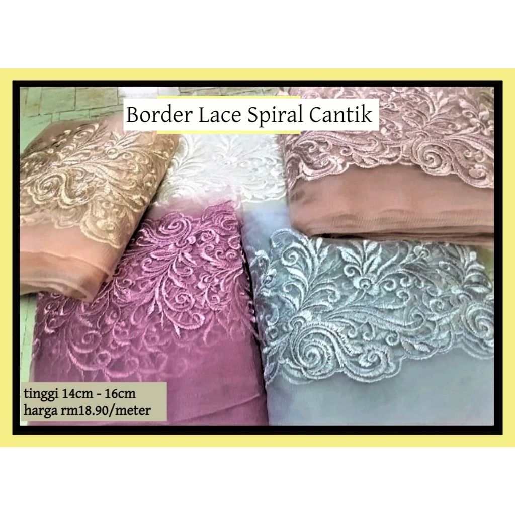 Border Lace Spiral Lace Renda Baju Pengantin Bride Lace, Renda Pakaian ...