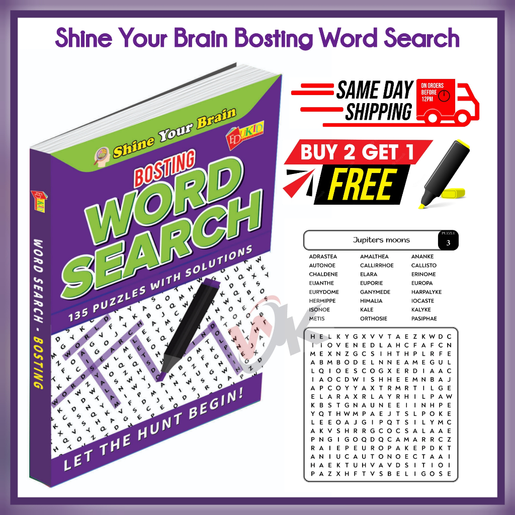 ส่องแสงสมองของคุณ Bosting Word Search Buku Puzzle กิจกรรมสําหรับเด็ก ...