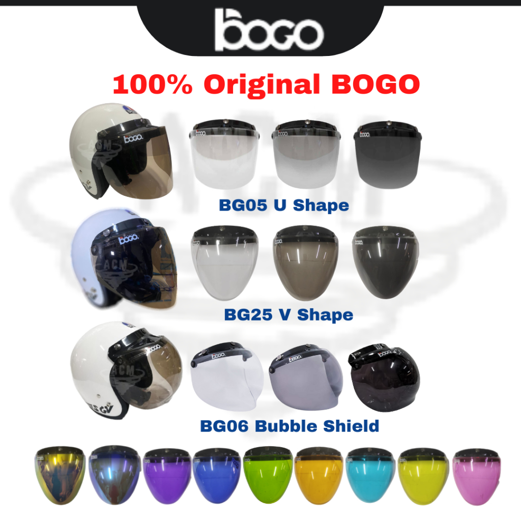 Bogo Visor 3 ปุ่ม BG05 BG25 BO GO Bikko หมวกกันน็อค SGV MS88 MAGNUM ARC ...