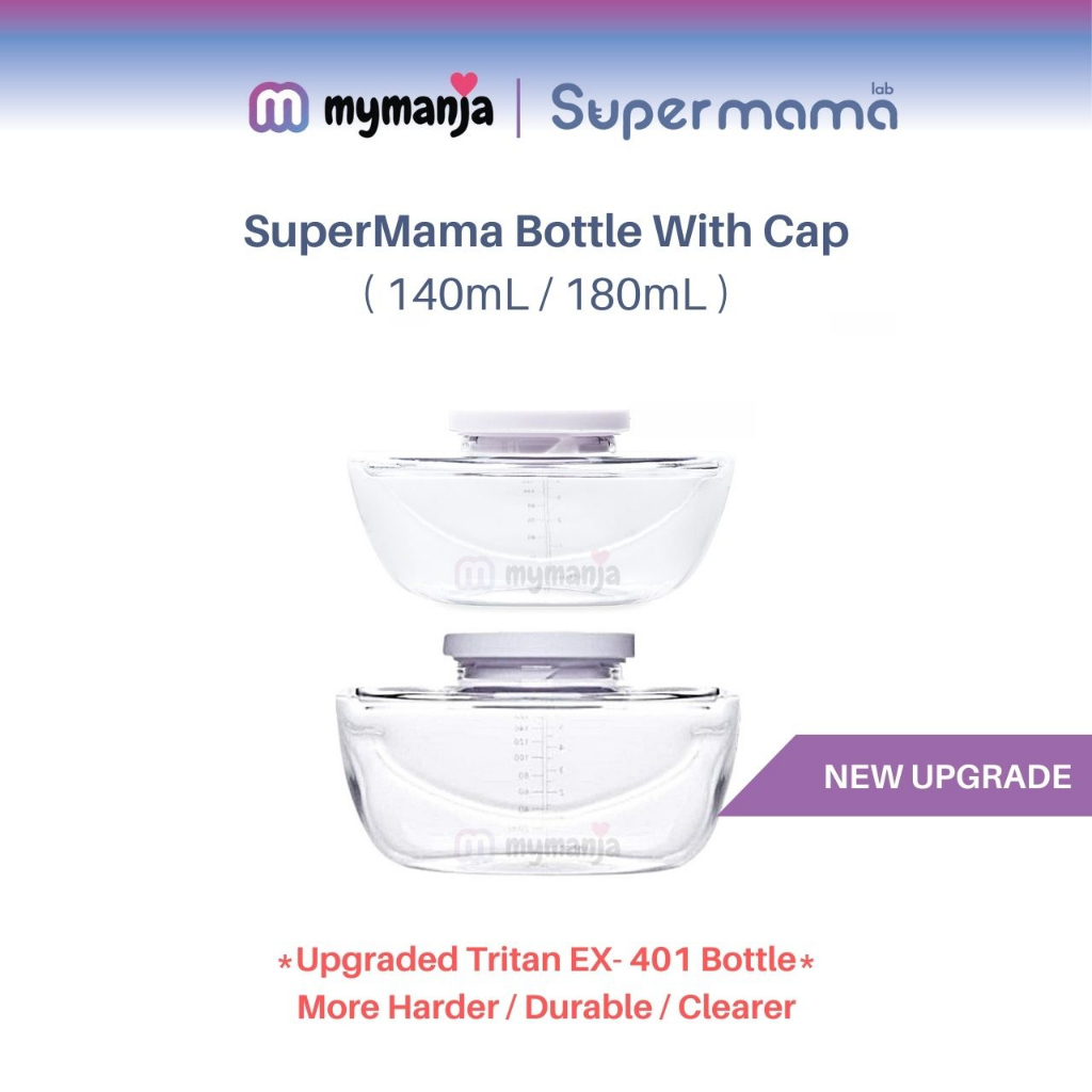 Supermama Air Plus ขวดนม พร้อมฝาปิด [อัพเกรด Tritan Container 4.7oz 140mL 6oz 180mL อะไหล่สํารอง ...