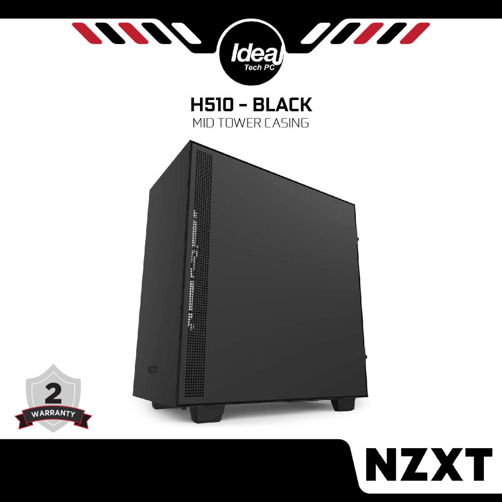 Nzxt H510 Black / w กระจกนิรภัยด้านข้างแผงเกมคอมพิวเตอร์เคส ATX PC เคส | Shopee Thailand