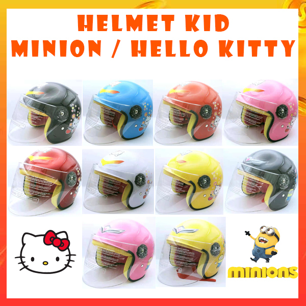 หมวกกันน็อคเด็ก เด็ก ปลอดภัย TOPI KELEDAR BUDAK KANAK MINION 106 ...