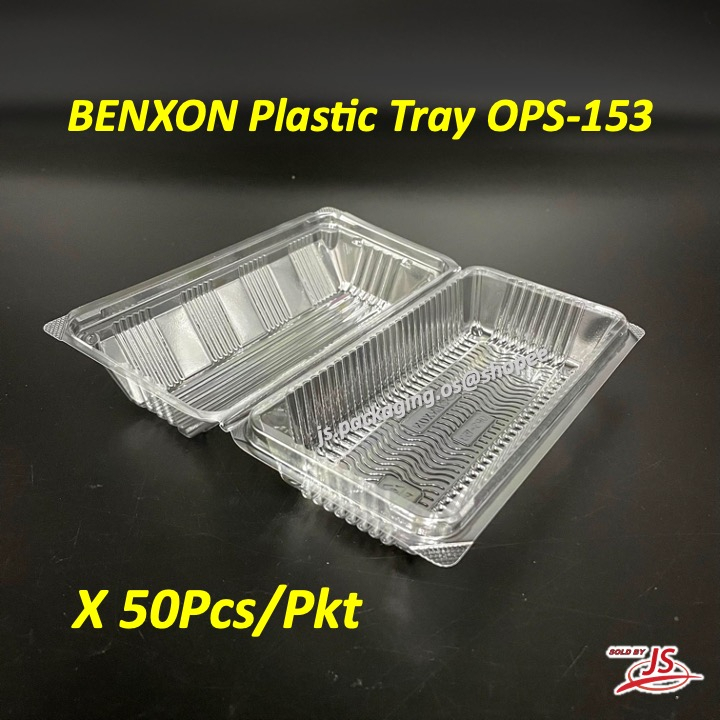 Ops-153 - ถาดพลาสติก BENXON มีตัวล็อค [ 50 ชิ้น ] Bakery กล่องอาหารใส ...