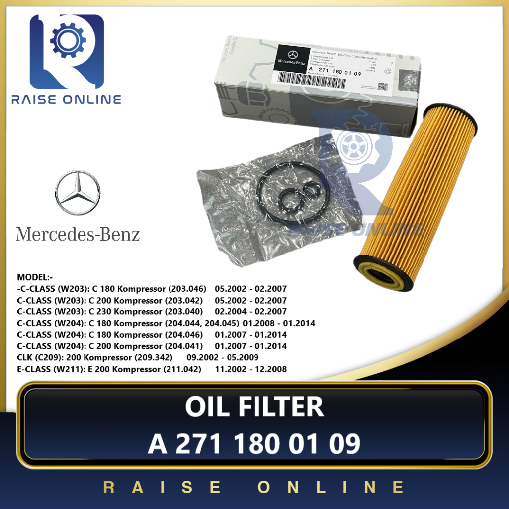 ไส้กรองน้ํามันเครื่อง MERCEDES BENZ W204 W211 C180 C200 C230 A 271 180 04 09 A 271 180 01 09 ...