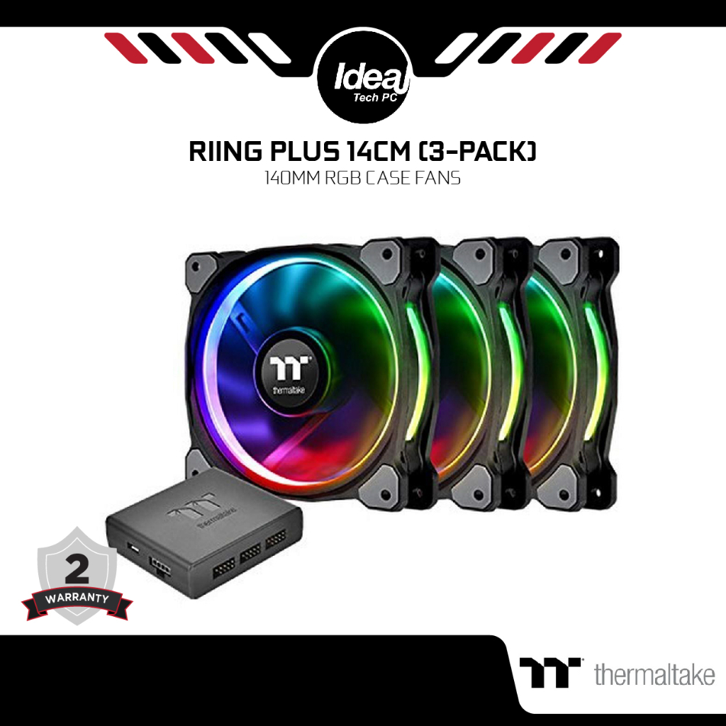 Thermaltake Riing Plus 14 RGB (3 แพ็ค) พร้อมตัวควบคุม 140 มม. เคสพัดลม ...