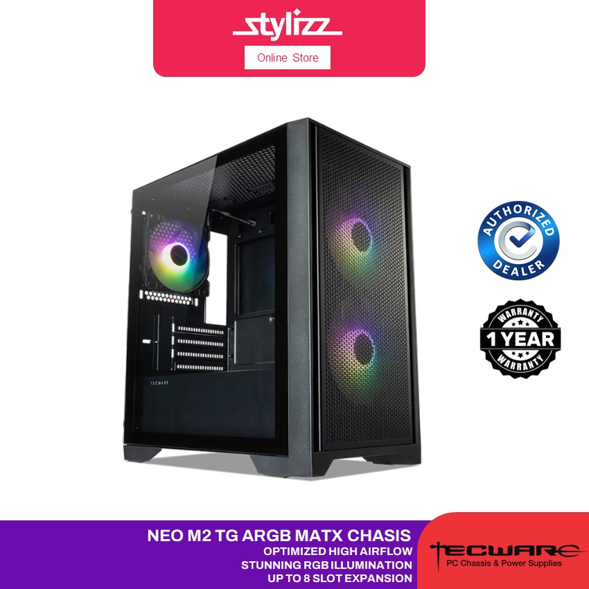 TECWARE NEO M2 TG ARGB MATX CASE CHASIS - สีดํา / ขาว | Shopee Thailand