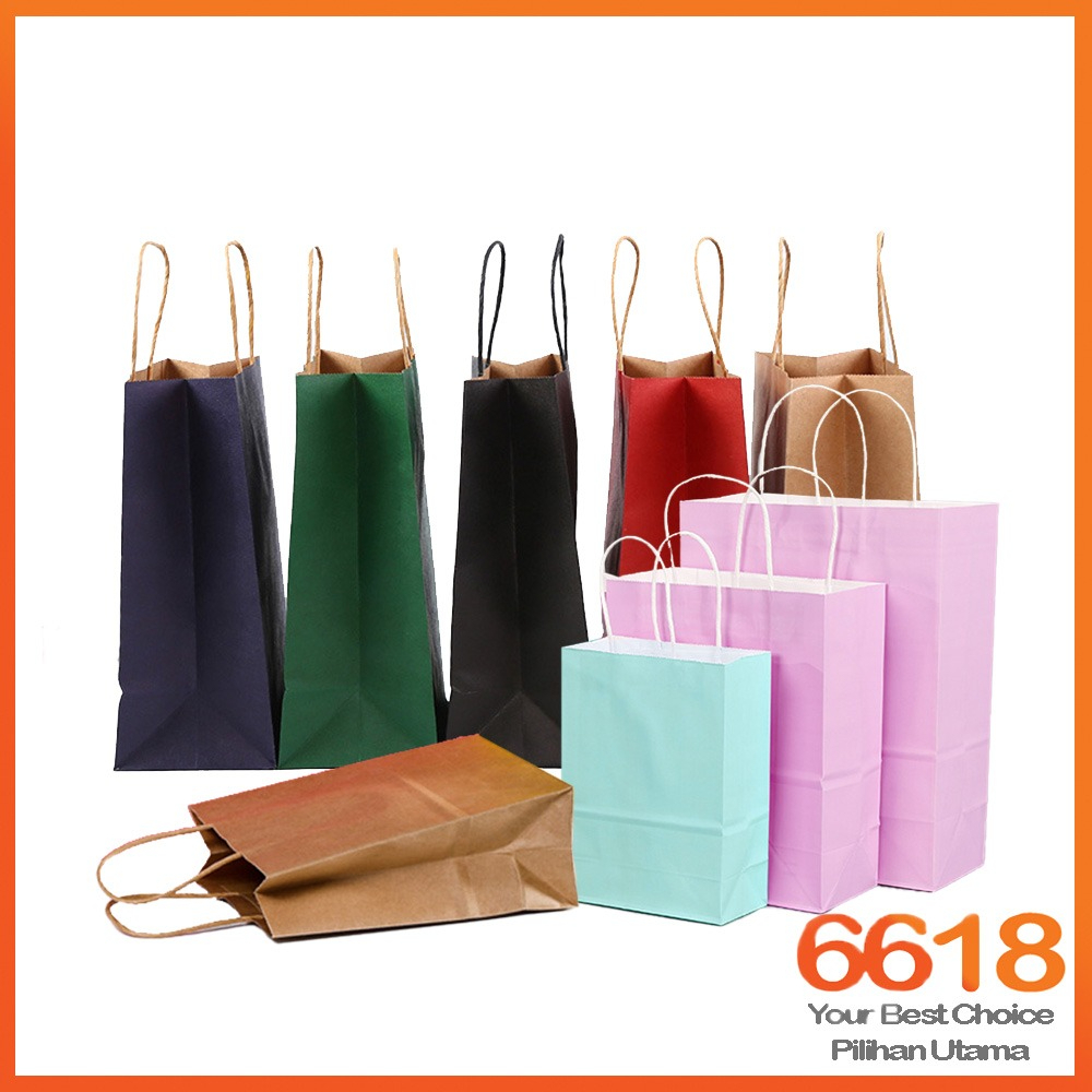Beg Hadiah Goodies Handle Warna Biasa Beg Kertas Kraft Paper Bag ถุง ...