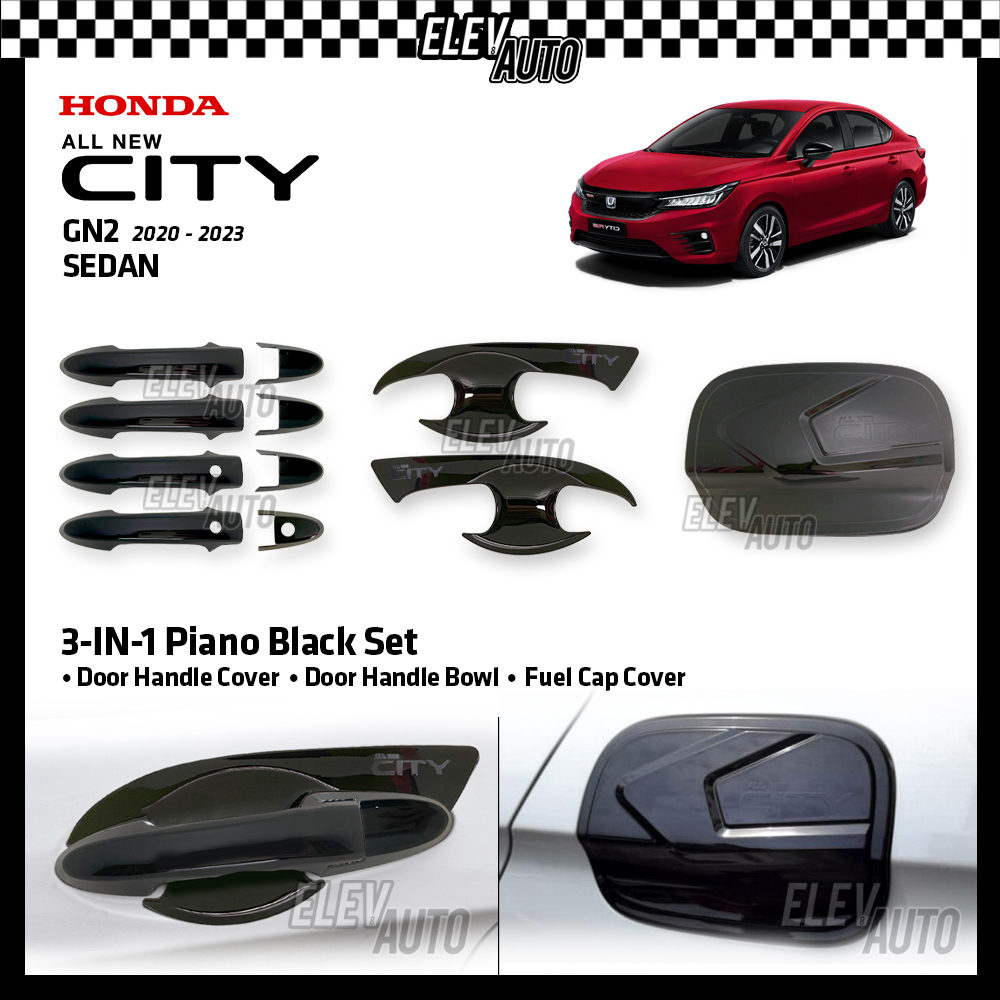 Honda City GN2 ซีดาน 2020 - 2024 3 IN 1 สีดําเงาชุดมือจับประตูชามการใช้ ...