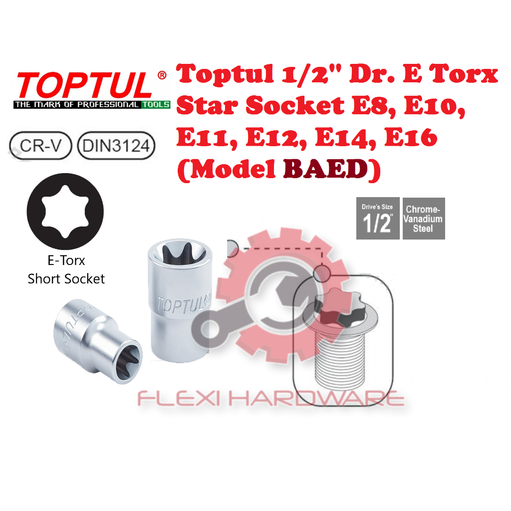 สูงสุด 1/2'' ดร. E Torx Star Socket E8, E10, E11, E12, E14, E16 (รุ่น BAED) | Shopee Thailand