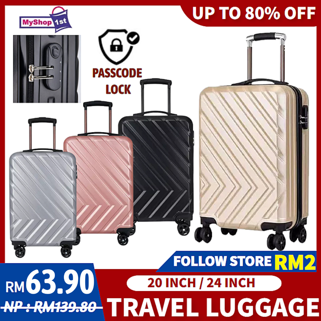 Abs PC PLAIN TRAVEL LUGGAGE SETS SUITCASES CABIN LUGGAGE 20 นิ้ว / 24 ...