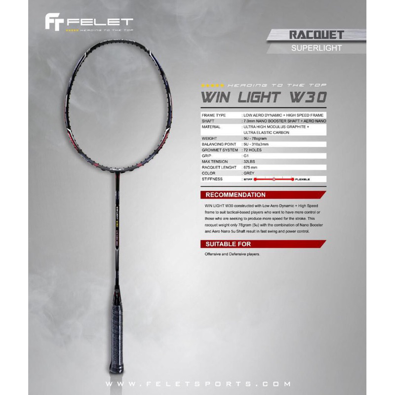 แร็คเก็ต FELET WIN LIGHT W30 | Shopee Thailand