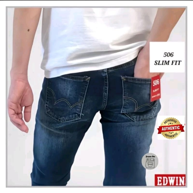 Edwin 506 SLIM กางเกงยีน ทรงตรง 7706-2464 (สีฟ้า) | Shopee Thailand
