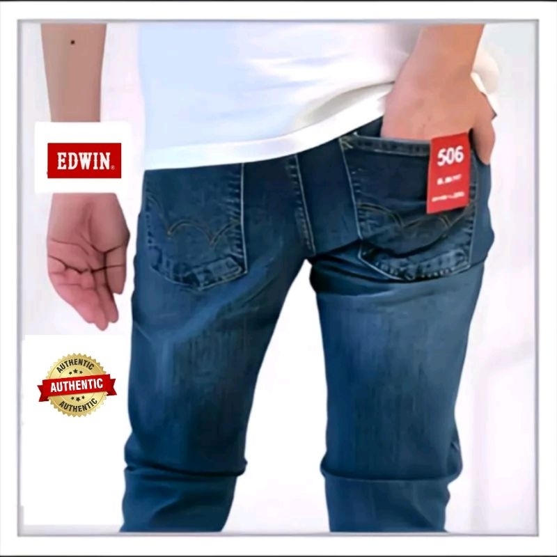 Edwin 506 SLIM กางเกงยีน ทรงตรง 7706-2466 (สีฟ้า) | Shopee Thailand