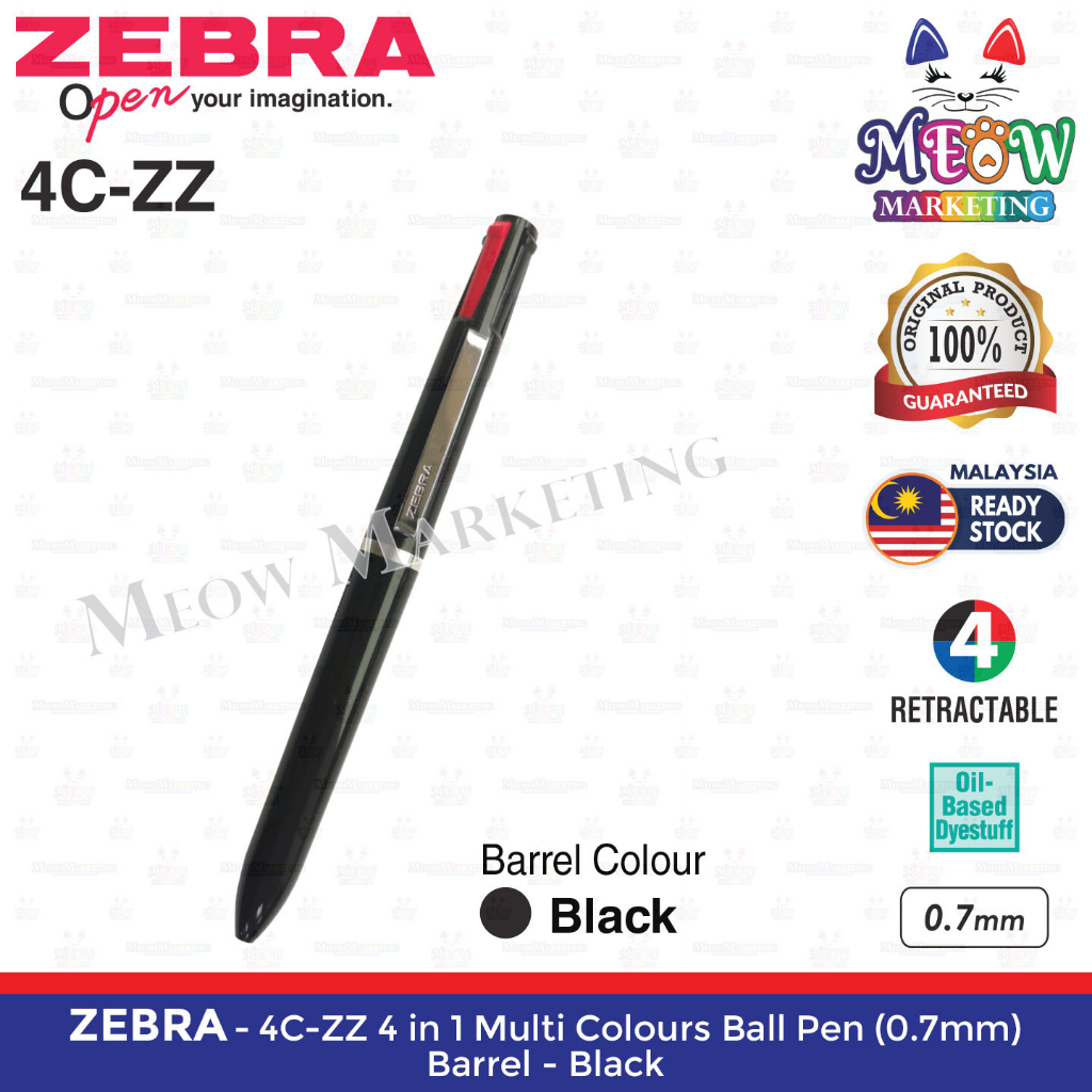 Zebra 4C-ZZ 4 in 1 Multi Colours Ball Pen 0.7mm | Shopee Thailand