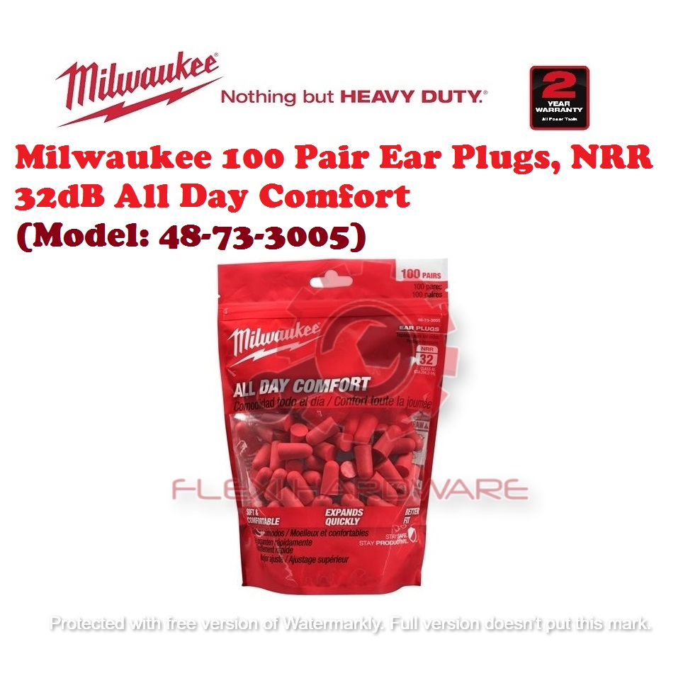 Milwaukee ปลั๊กอุดหู NRR 32dB ใส่สบาย 100 คู่ (รุ่น: 48-73-3005 ...