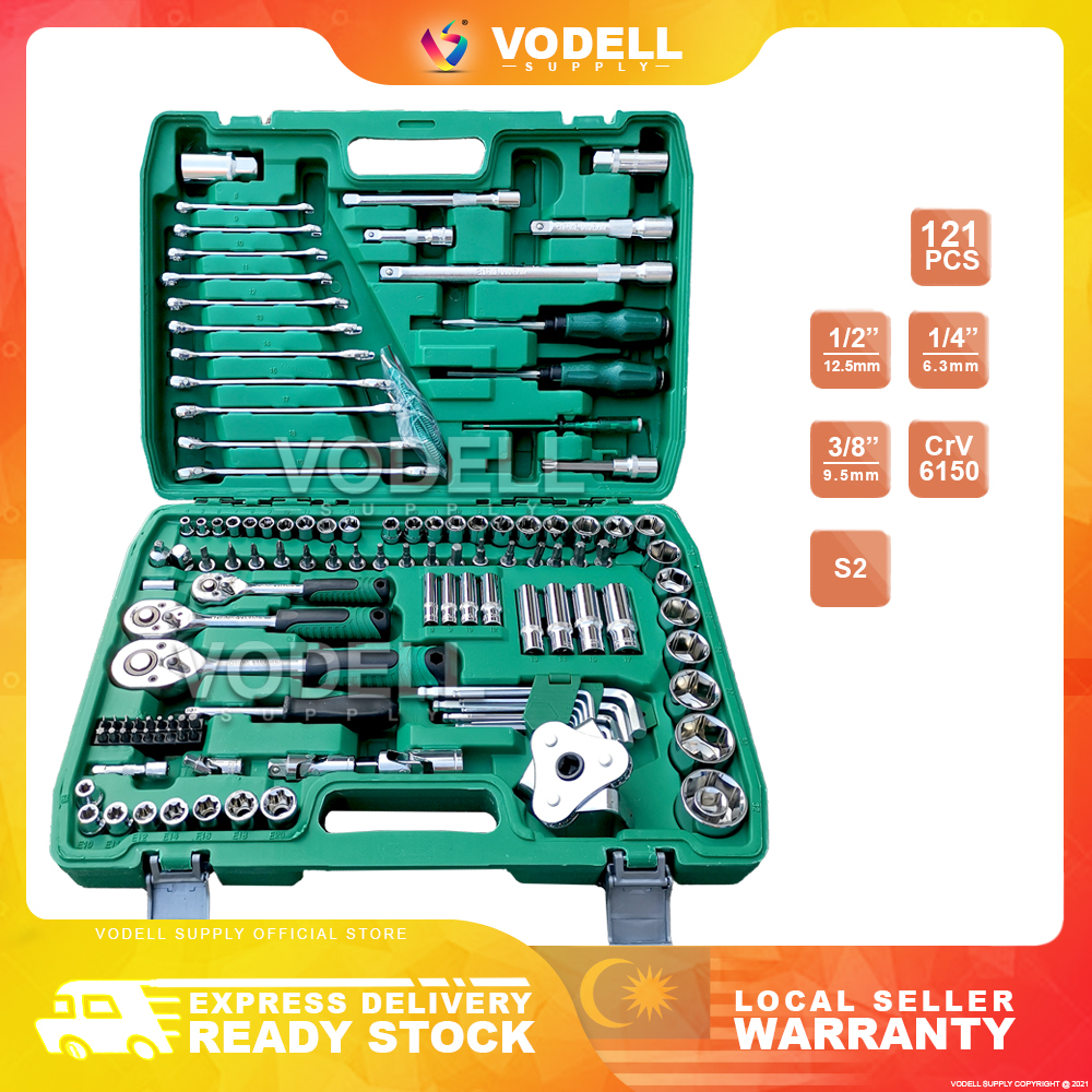 VODELL 121pcs Ratchets Auto Repair ชุดเครื่องมือ Spanner ประแจซ็อกเก็ต ...