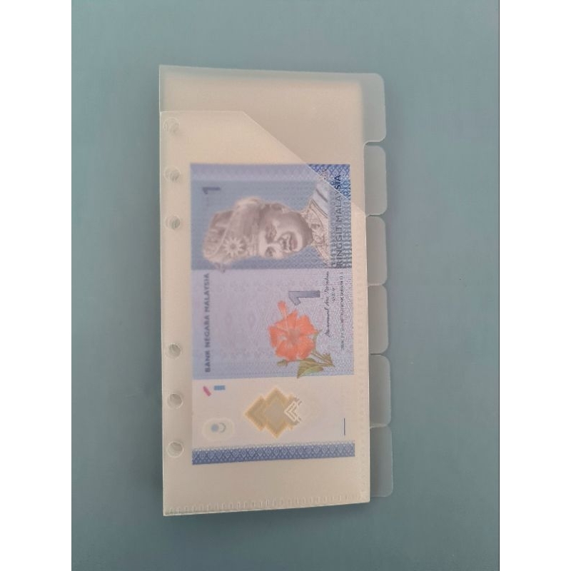 A6 ชุด 6 ชิ้น TRANSPARKENT FROSTED PVC MONEY CASH ENVELOPE พร้อม TABS สําหรับ 6 แหวน BINDER ...