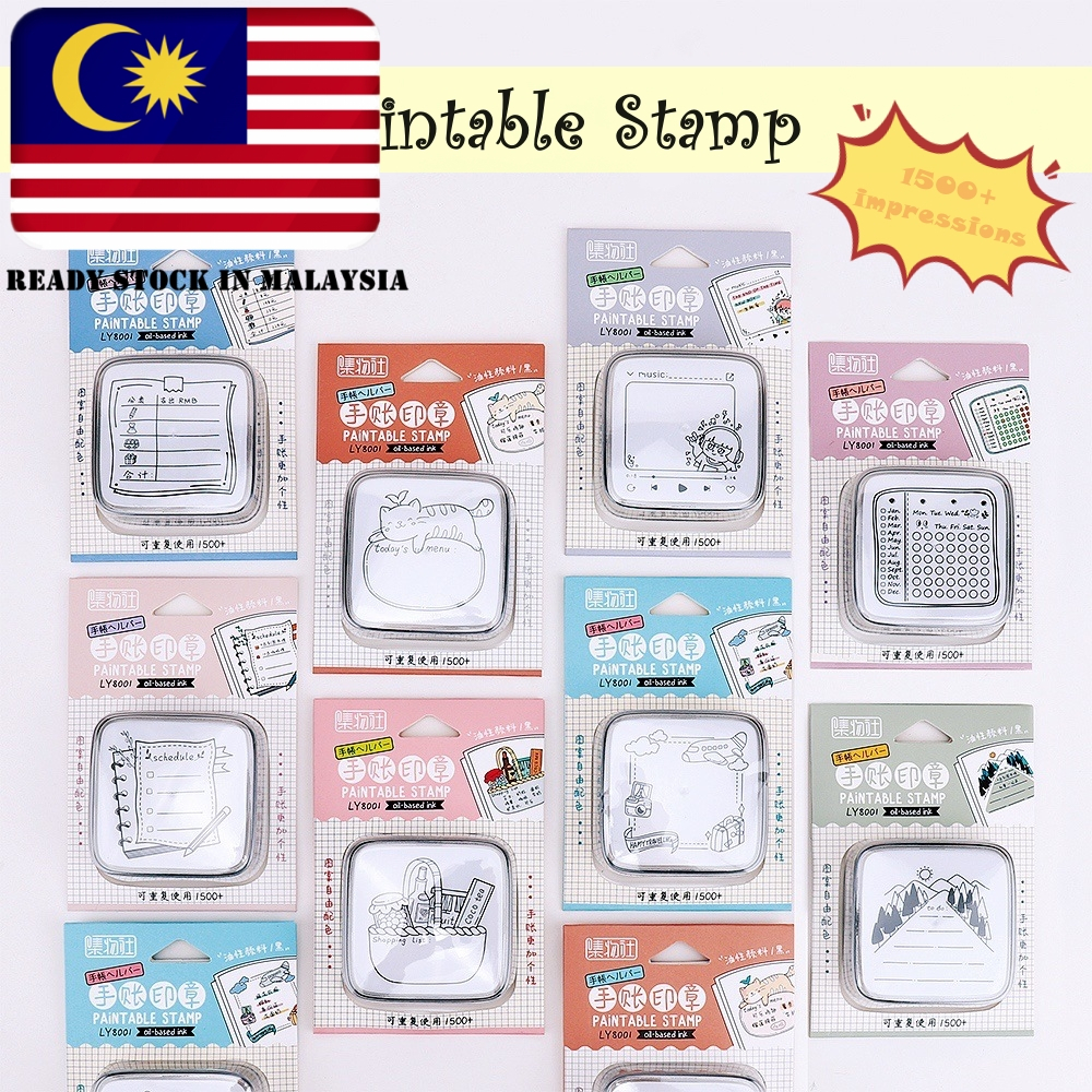 *FEB Deals* Creative Paintable Stamp Chop Pre-Inked Reusable DIY ตกแต่ง ...