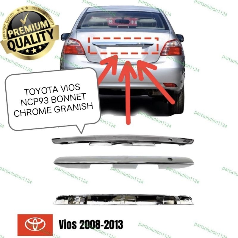 Toyota VIOS NCP93 แกรนิชโครเมี่ยม บอนเนต (วัสดุ ABS) มีสีโครเมี่ยม 1 ...
