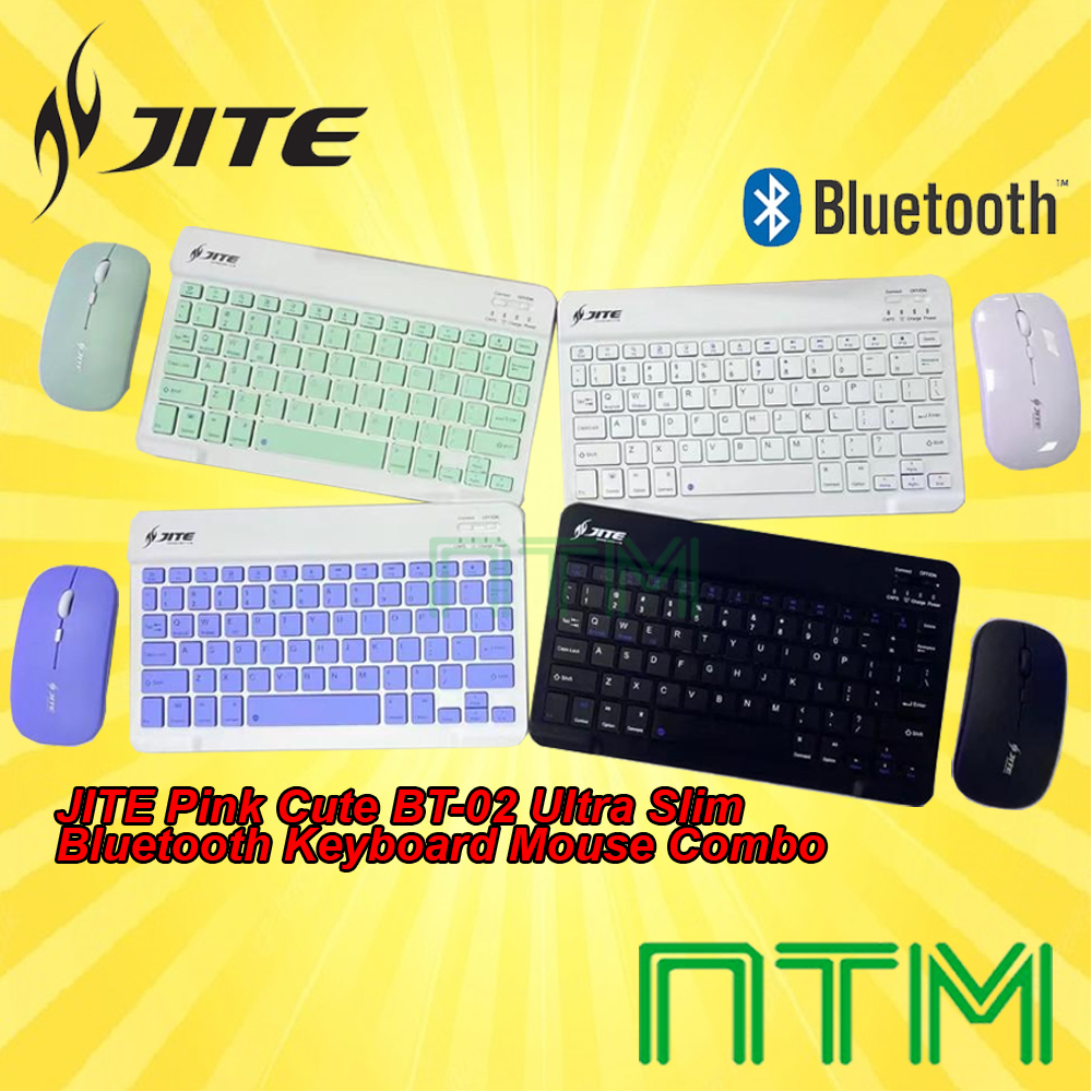 Jite PINK CUTE BT-02 ชุดคีย์บอร์ดและเมาส์ไร้สาย Bluetooth WINDOWS / MAC / CHROME OS / ANDROID ...
