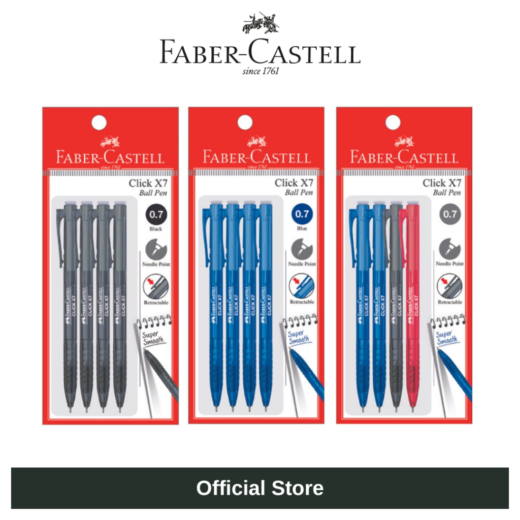 [Faber-Castell] Click X5 / X7 ปากกาลูกลื่น - PB 4 ชิ้น | Shopee Thailand