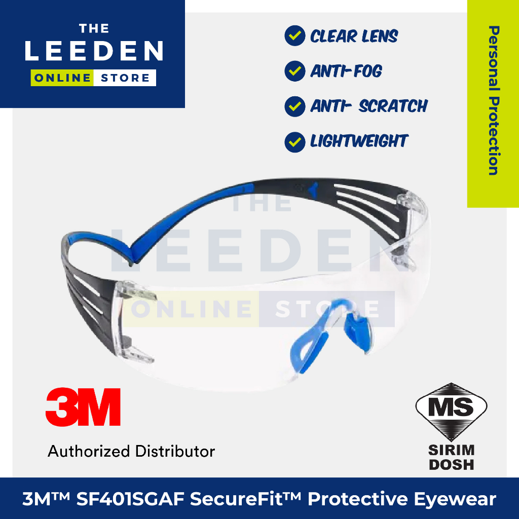 3m SF401SGAF-BLU แว่นตานิรภัย ป้องกันหมอก สีฟ้า สีเทา | Shopee Thailand