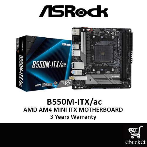 Asrock B550M-iTX/ac ซ็อกเก็ต AMD AM4 MINI iTX MOTHERBOARD | Shopee Thailand