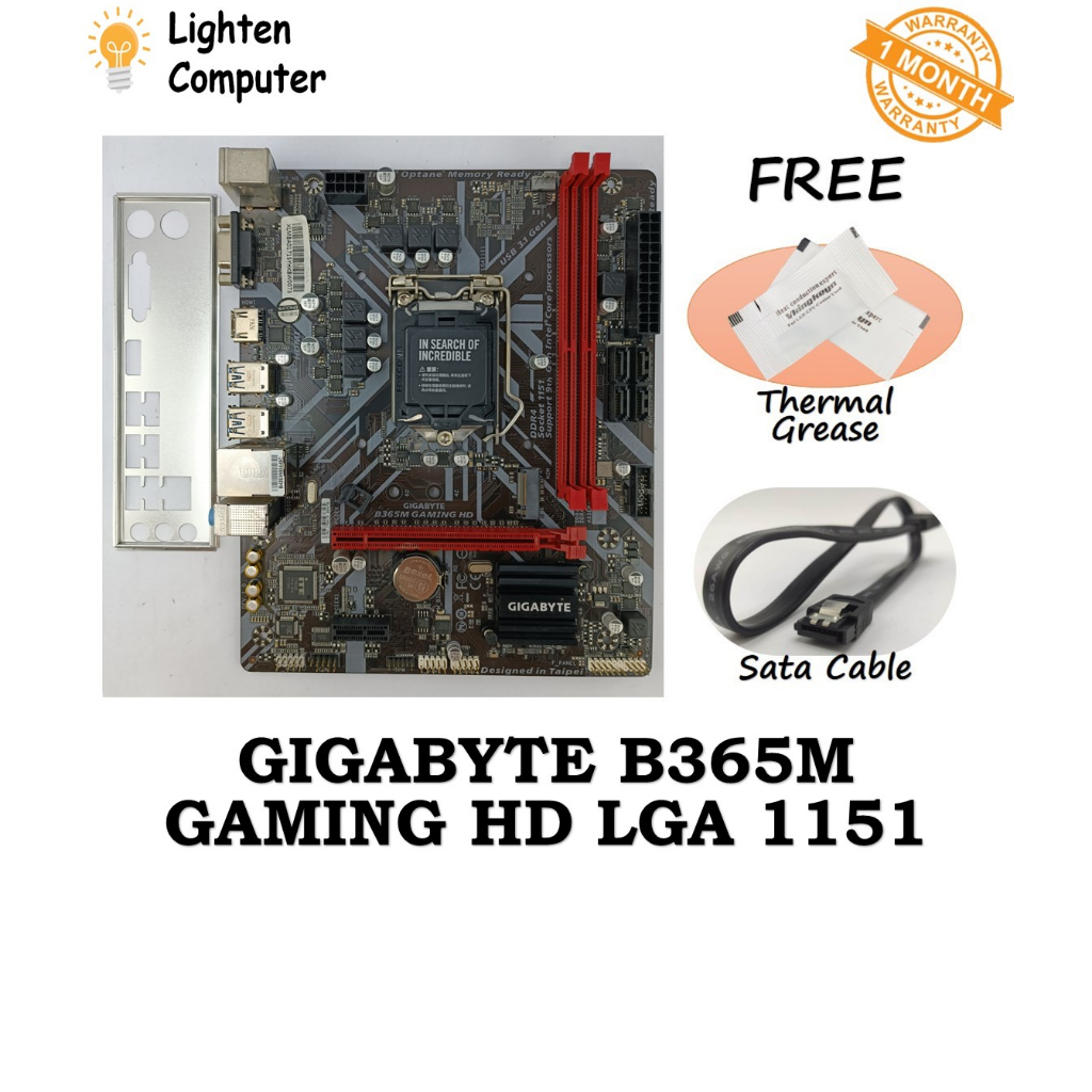Gigabyte B365M เมนบอร์ดเกมมิ่ง HD B365 LGA 1151 INTEL 8th 9th Gen mATX ...