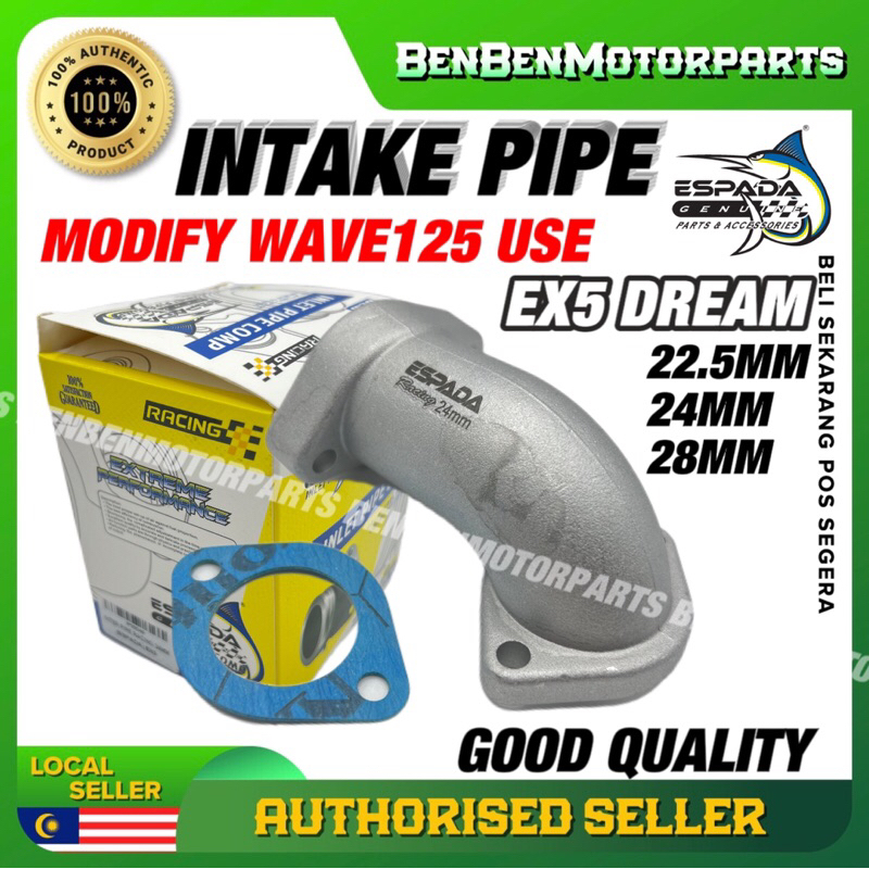 ESPADA RACING INTAKE PIPE 22.5MM 24MM 28MM EX5 DREAM WAVE100 CLASS1 ...