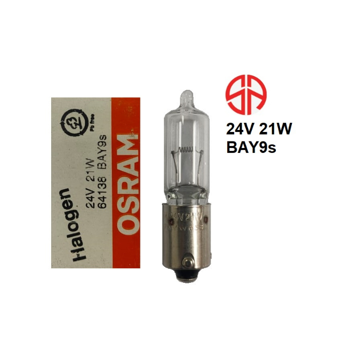 หลอดไฟสัญญาณ 24V H21W Osram 64138 BAY9s 24V 21W สําหรับรถพ่วง รถบรรทุก ...