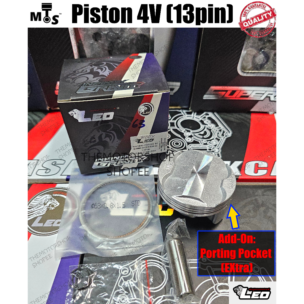 (W125 4V) LEO 68mm/65mm/63mm (V2)13PIN 4 VALVE ลูกสูบ Wave125/SRL115Fi ...