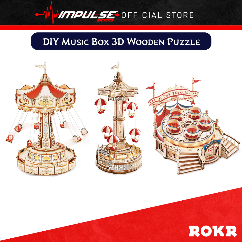 Robotime ROKR EA01 , EA02 , EA04 หอร่มชูชีพ / Swing Ride / Tilt-A-Whirl ...