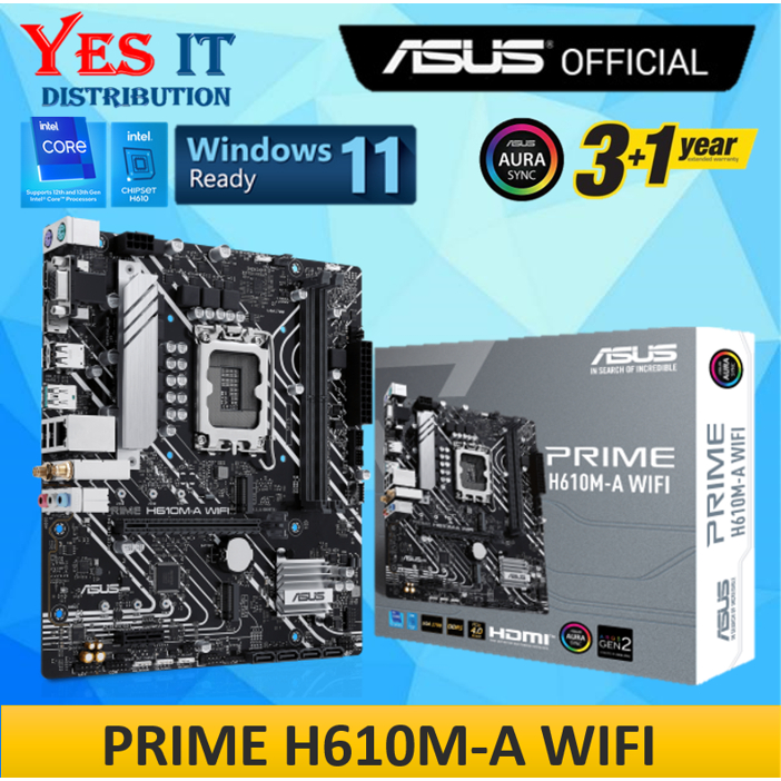 Asus PRIME H610M-A WIFI D4 LGA1700 MOTHERBOARD + โปรเซสเซอร์ INTEL 12th & 13 Gen ( I3-12100/ I5 ...
