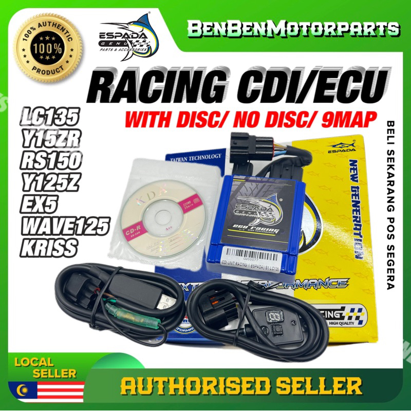 ECU CDI RACING ADJUSTABLE YAMAHA LC135 S1 Y125 Y125Z Y125ZR EX5 9 MAP ...