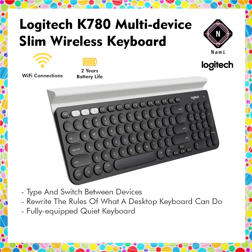 Logitech K780 คีย์บอร์ดไร้สาย เสียงเงียบ หลายอุปกรณ์ สําหรับ PC คอมพิวเตอร์ แท็บเล็ต โทรศัพท์ ...