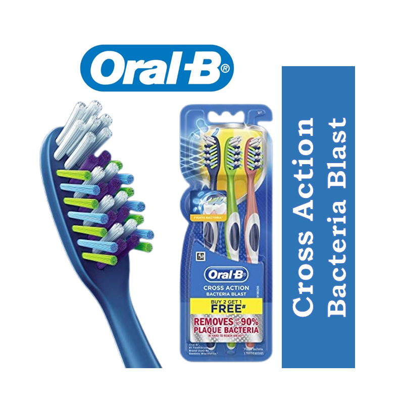 Oral-b Cross Action Bacteria Blast แปรงสีฟัน ซื้อ 2 ฟรี 1 (นุ่ม ...